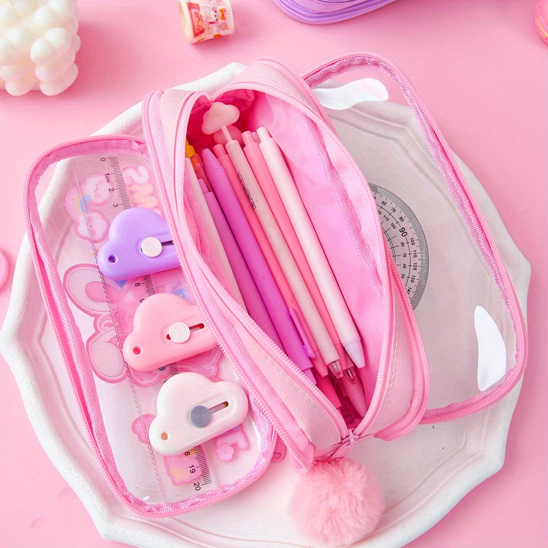 Kawaii Transparent Pencil Case: Cute Aesthetic Pouch - Temu