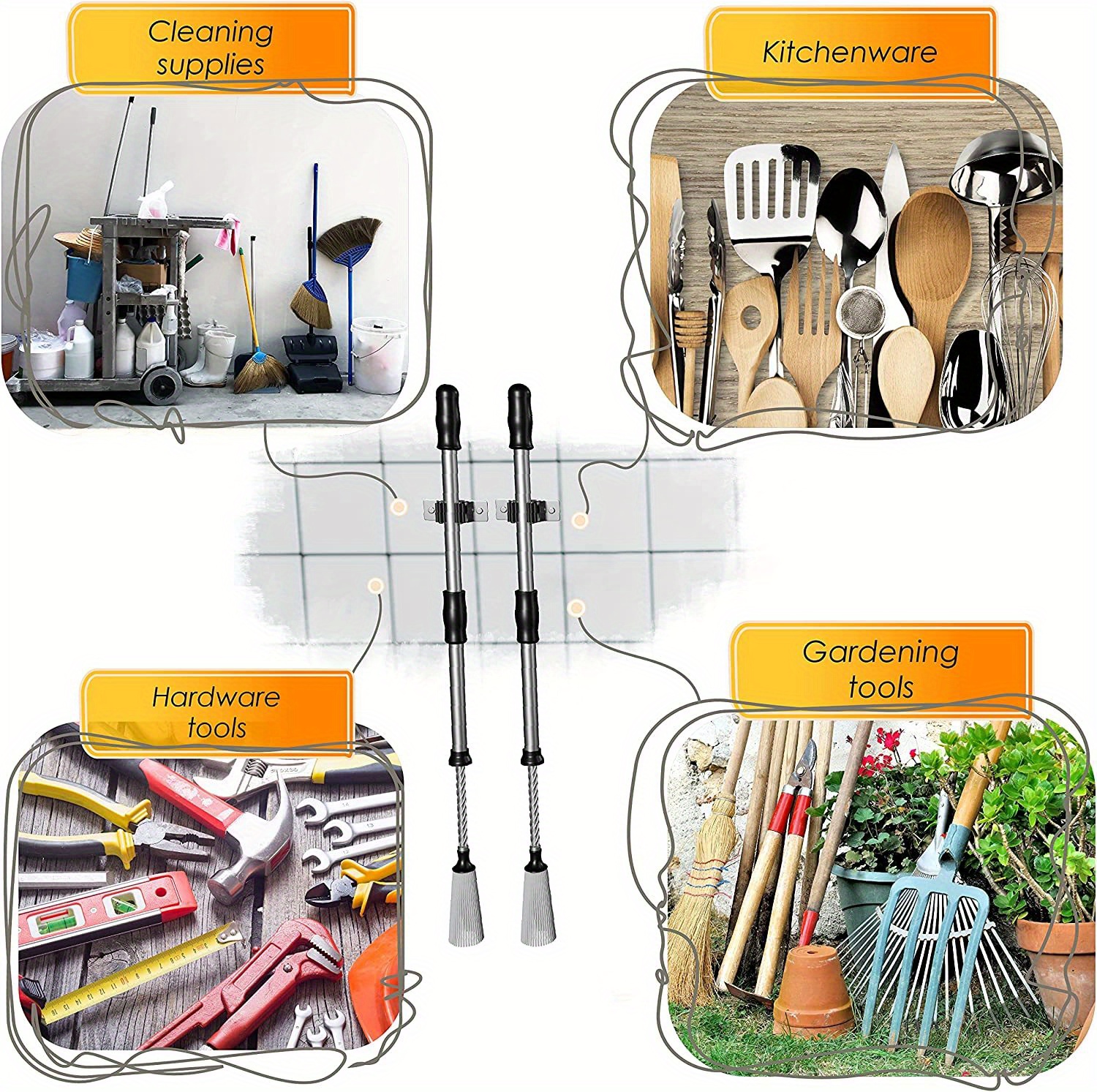 Stainless Steel Mop Broom Holder No Drill Wall Mounted Tool - Temu ...