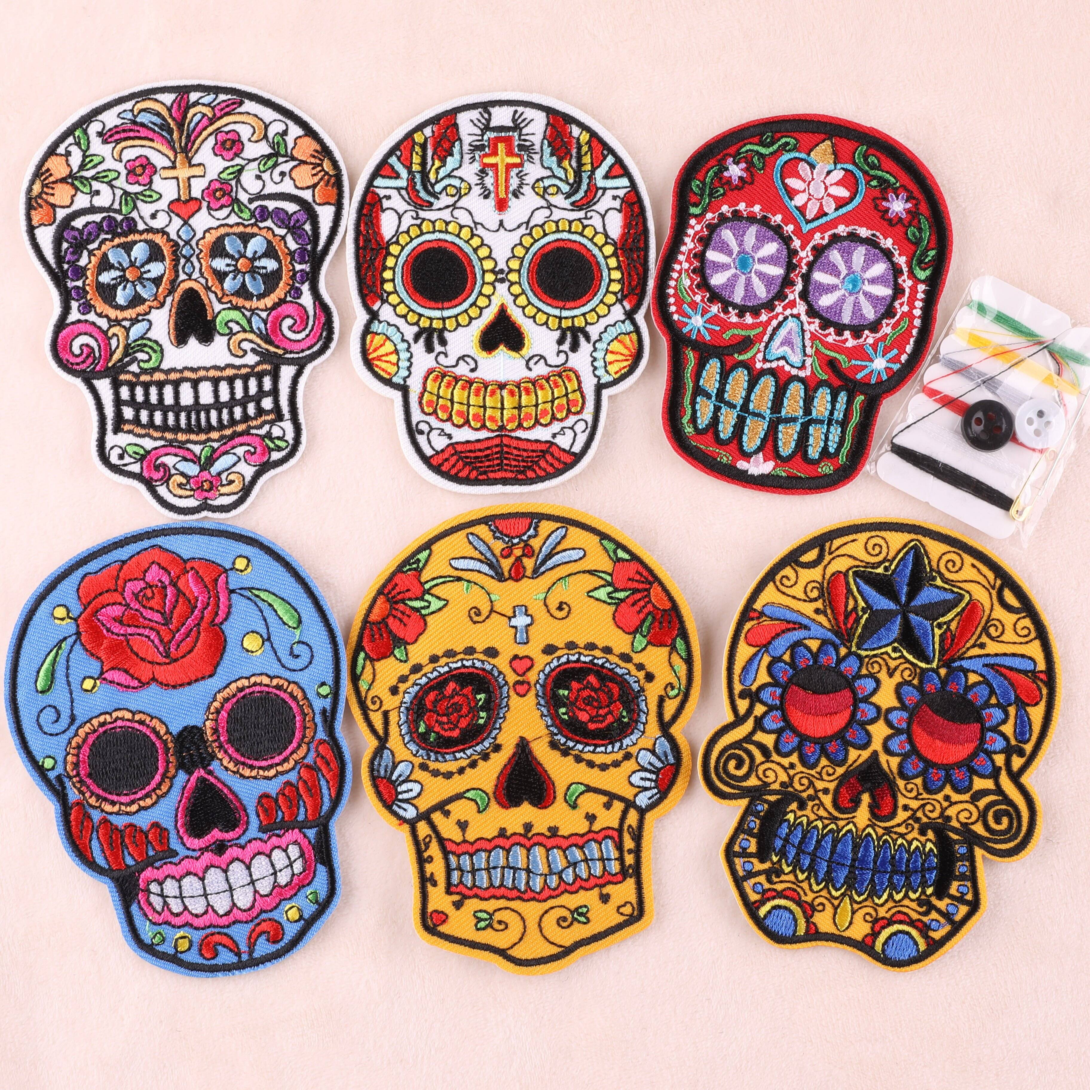 7pcs Embroidered Skull Badge Patches For Girls Clothing Hat Accessories ...