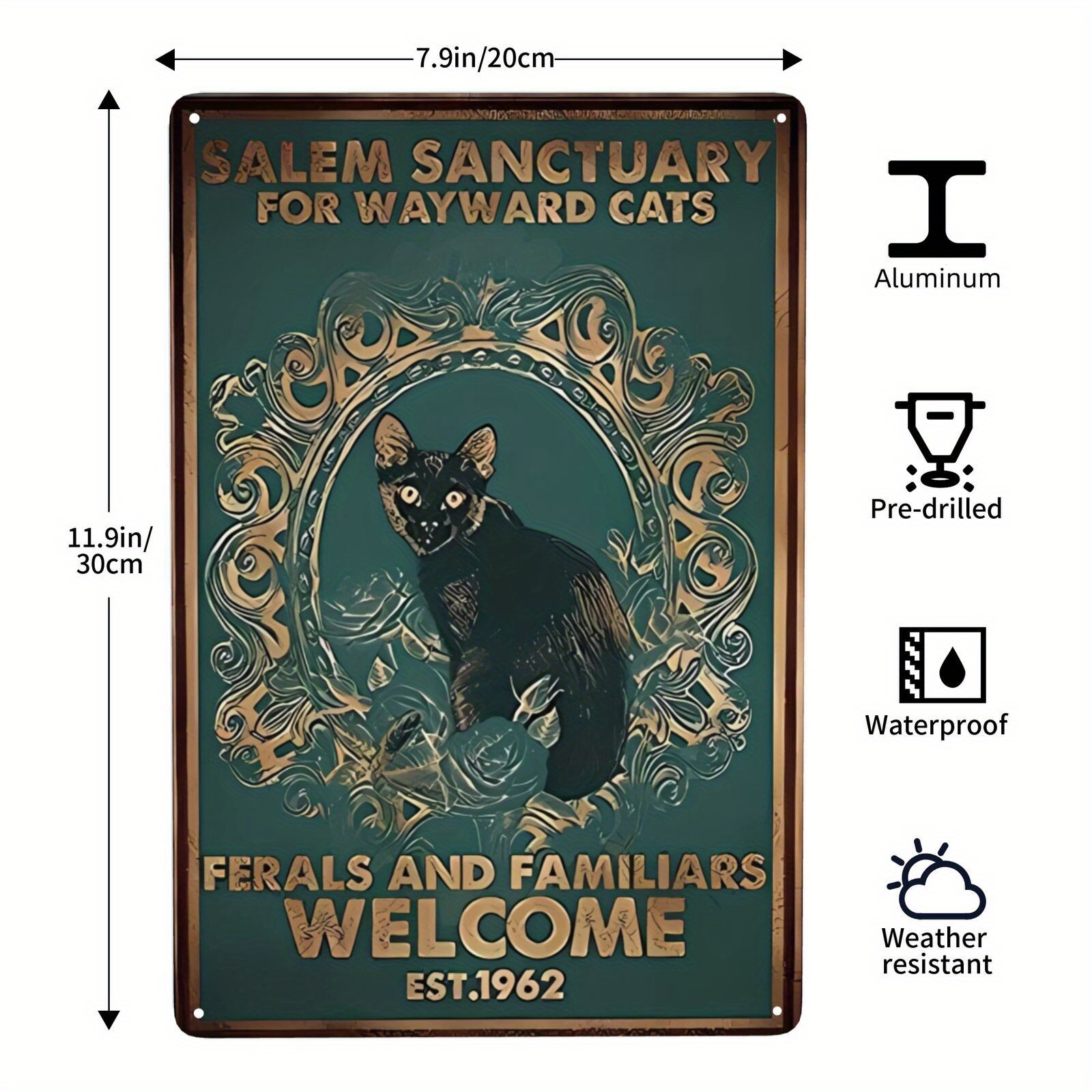 1pc Vintage Halloween Cat Trading Company Metal Tin Poster Metal ...