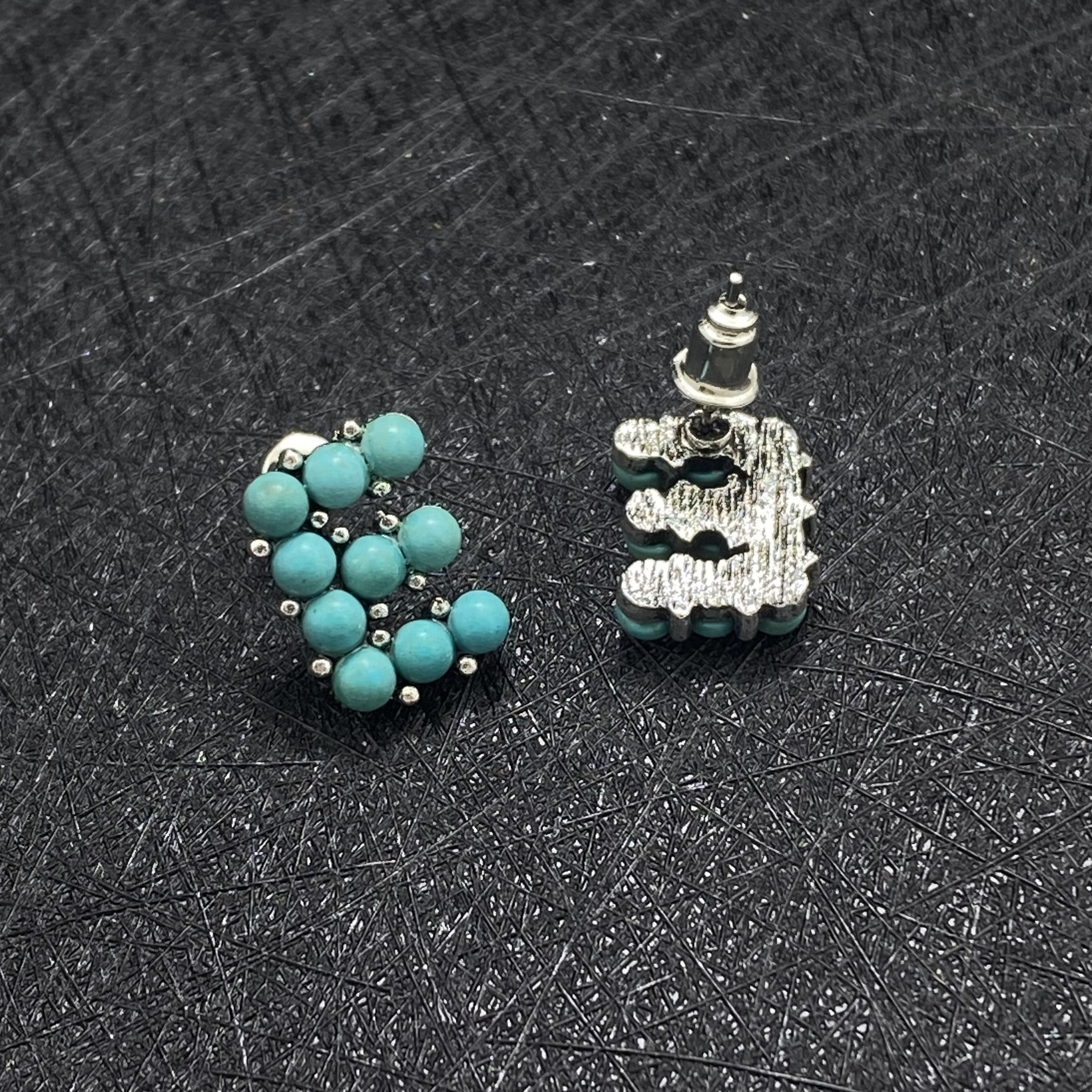 Vintage Alphabet A m Turquoise Stud Earrings Antique Silver - Temu