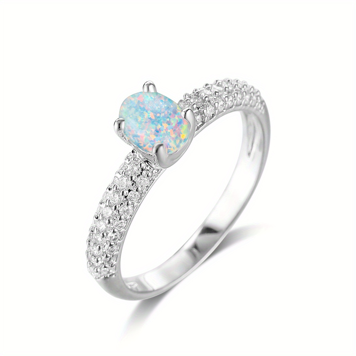 Eleganter Ring Opal einlage 18 Karat Ozeanblau Sky - Temu Germany