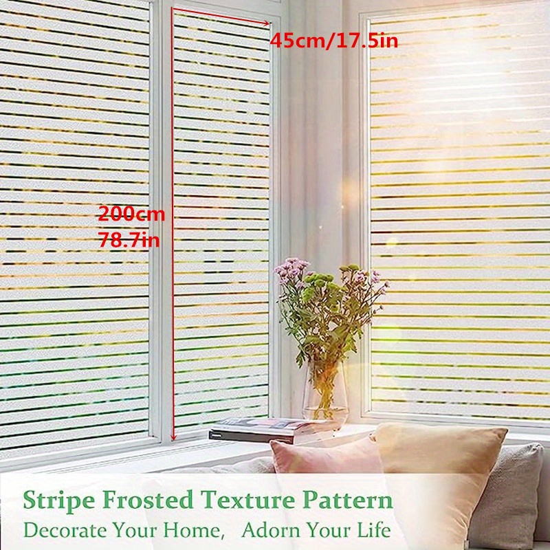 Frosted Electrostatic Glass Film Privacy Home Decor Striped - Temu ...