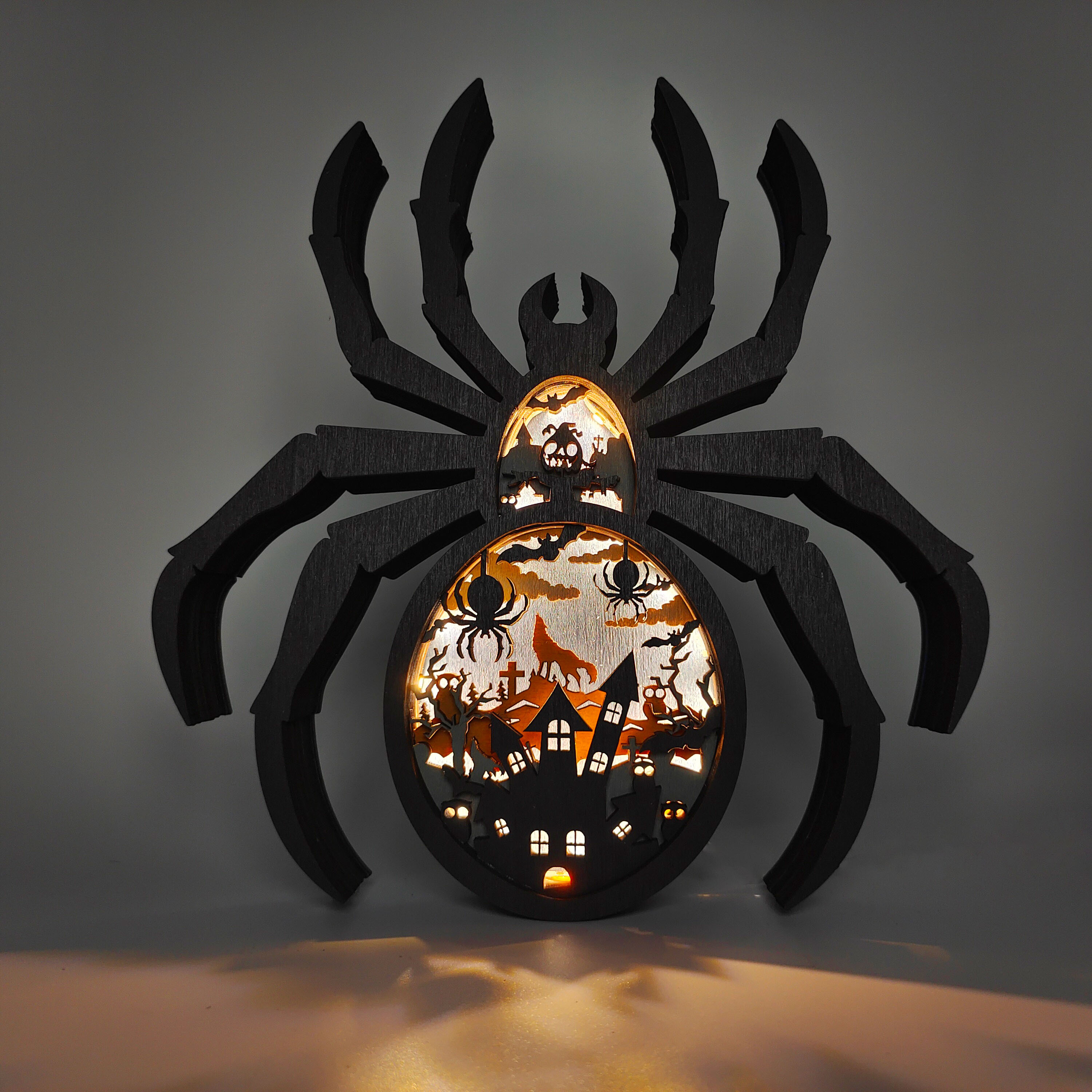 spider 3d wooden carving suitable home decoration holiday - Temu New ...