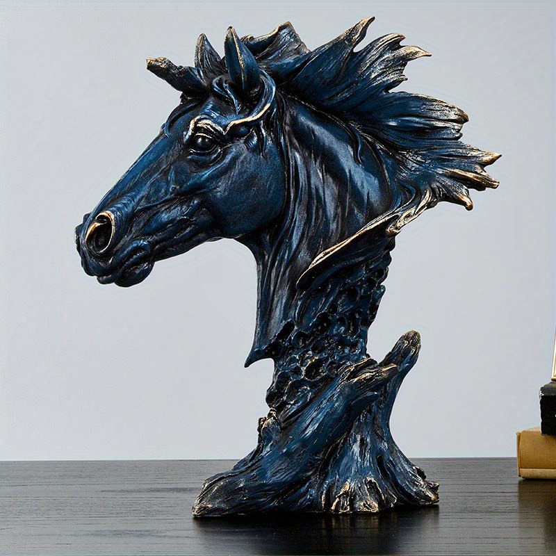 Cute Horse Head Ornament Simulated Animal Statue Home Decor - Temu ...