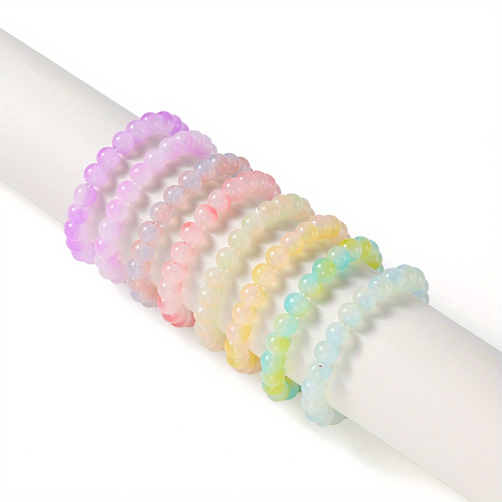 2023 Crystal Gradient Colorful Glass Bracelet Girls - Temu Australia