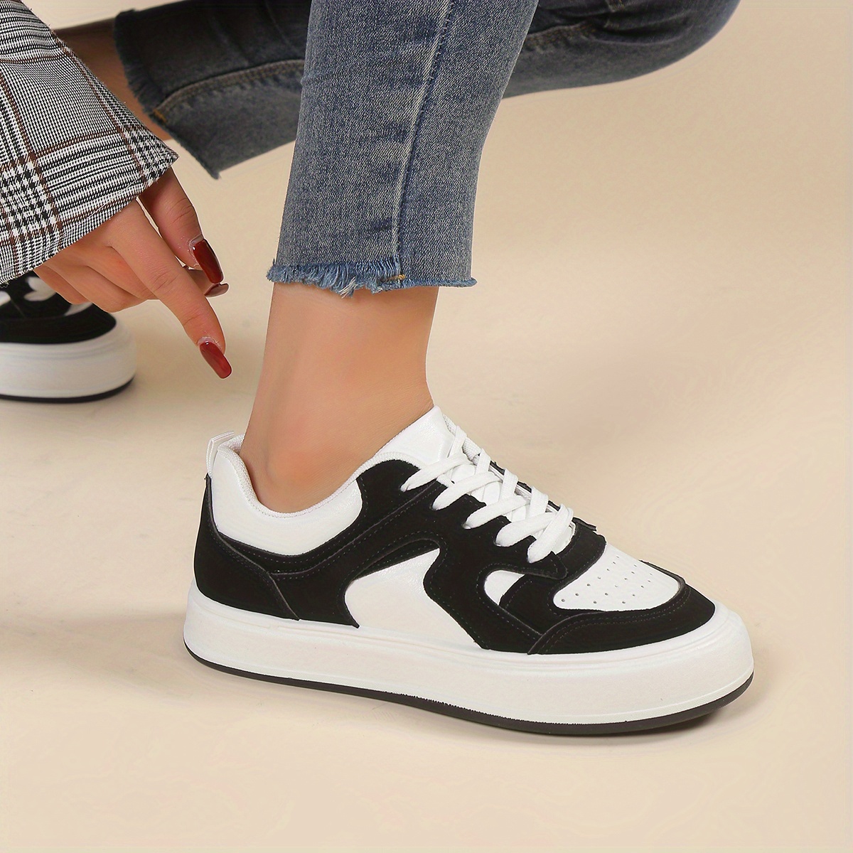 Women's Colorblock Platform Skate Shoes Comfortable - Temu New Zealand