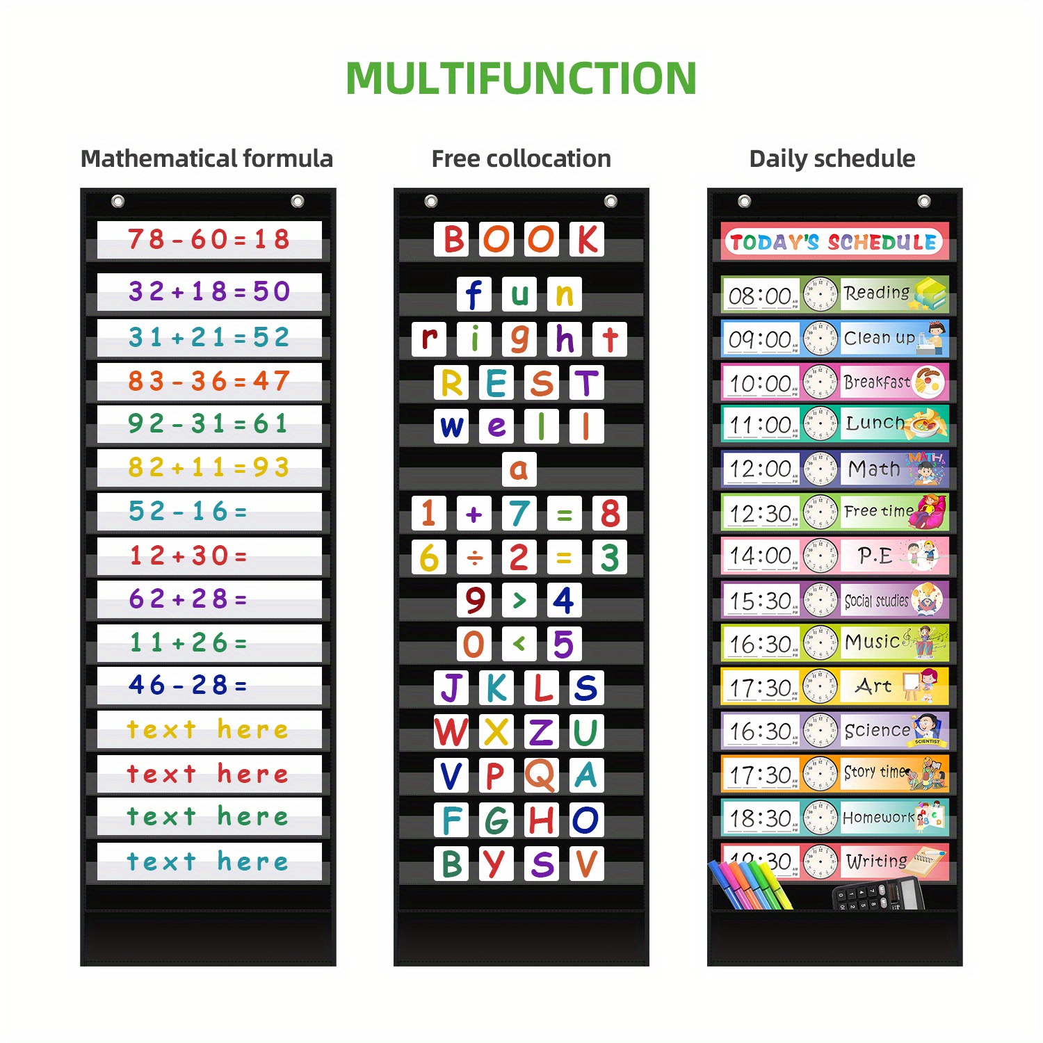 Organize Schedule Ease: Large Size Daily Pocket Chart 15 - Temu Australia