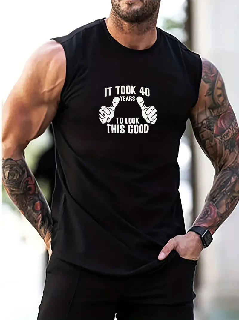 Mens Funny Letter Print Casual Tank Top Loose Fit - Temu United Kingdom