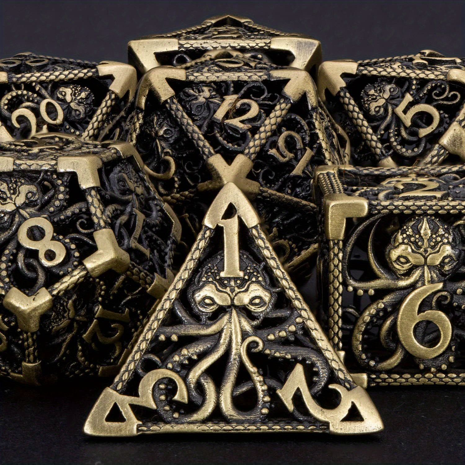 Dnd 中空金属多面体サイコロ 7 点セット 卓上ロール グゲーム用 中空サイコロセット D D ラージ D4 D Temu Japan