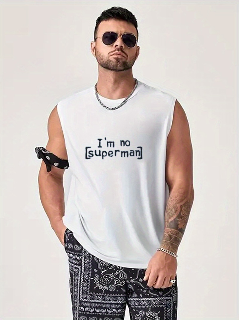 Men's Motto Print Casual Tank Top Loose Fit Comfortable Vest - Temu ...