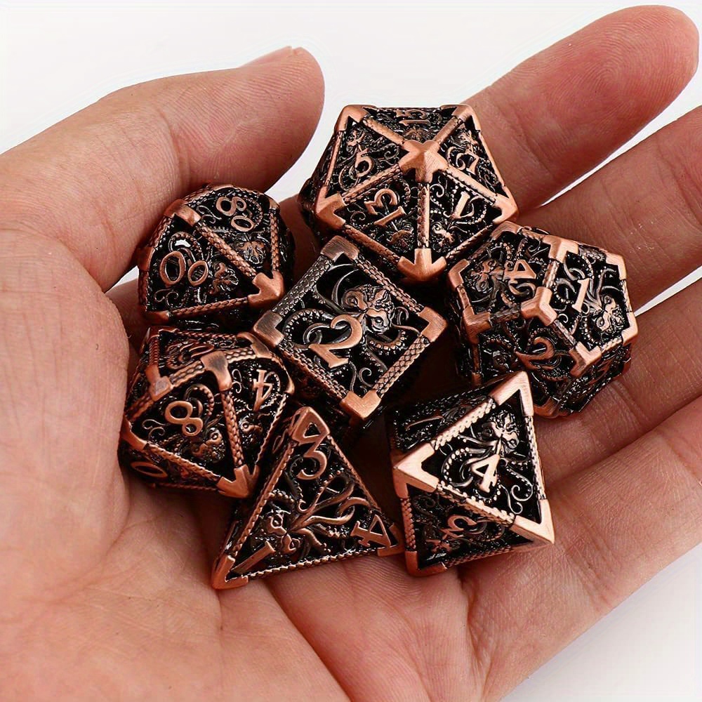 Dnd 中空金属多面体サイコロ 7 点セット 卓上ロール グゲーム用 中空サイコロセット D D ラージ D4 D Temu Japan