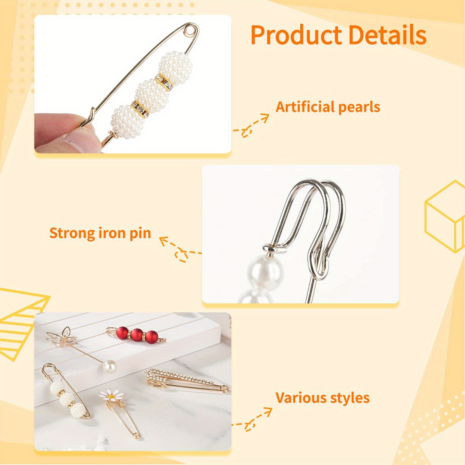 pearl brooch pins sweater shawl clips collar safety pin - Temu New Zealand