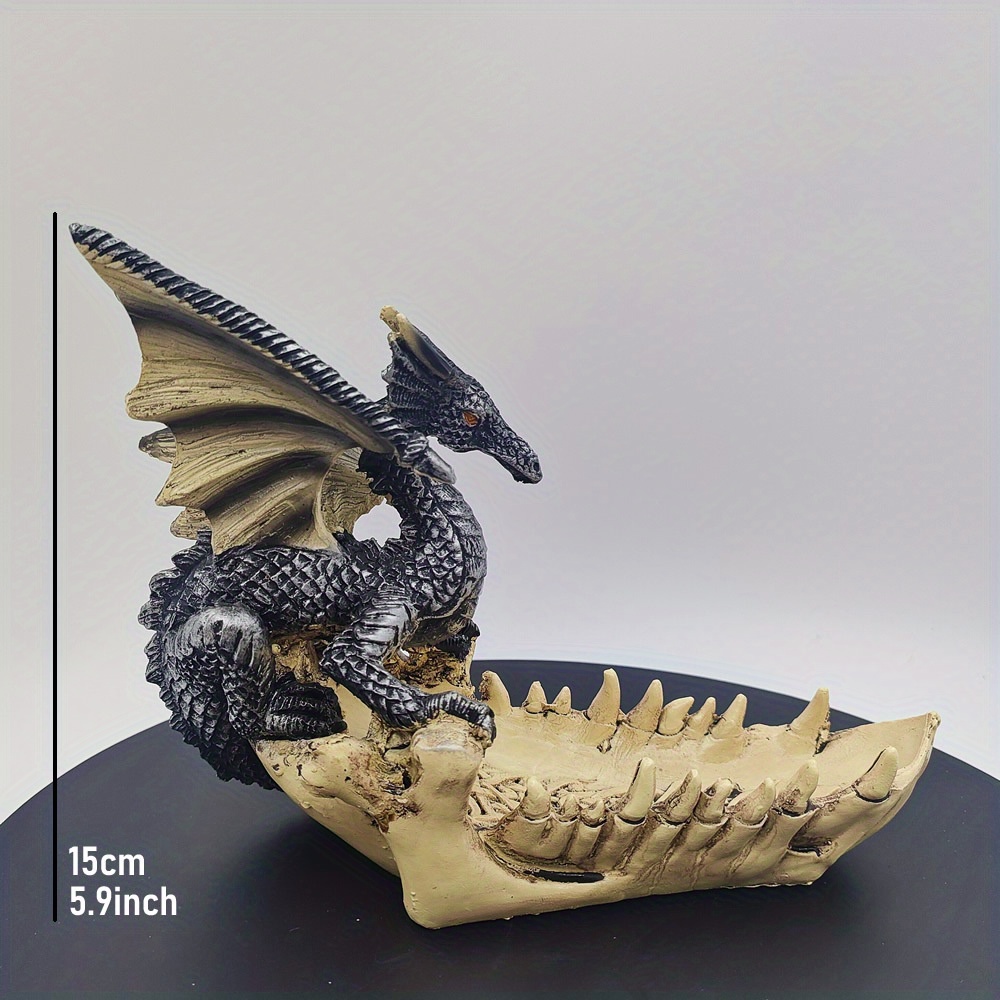 Aw Dragon Offering Dish Gothic Statue Polyresin Full Color - Temu