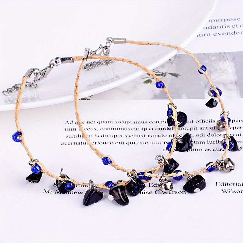 crushed stone tassel pendant chain anklet style rope - Temu Norway