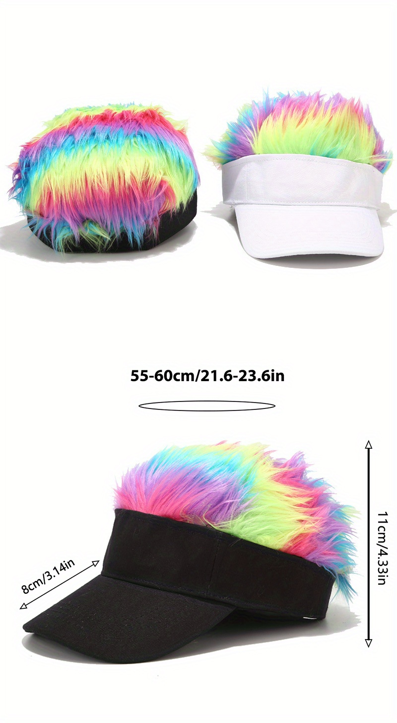 Funny Adjustable Sun Hat With Wig Spiked Hair Hip Hop - Temu Australia