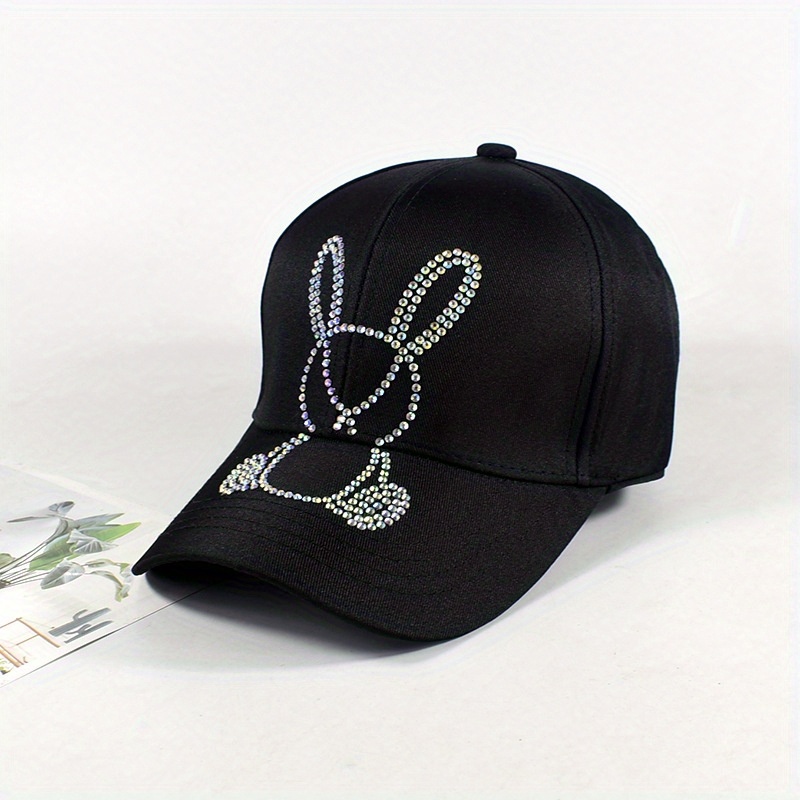 rabbit easter baseball cap black casual cute - Temu Australia