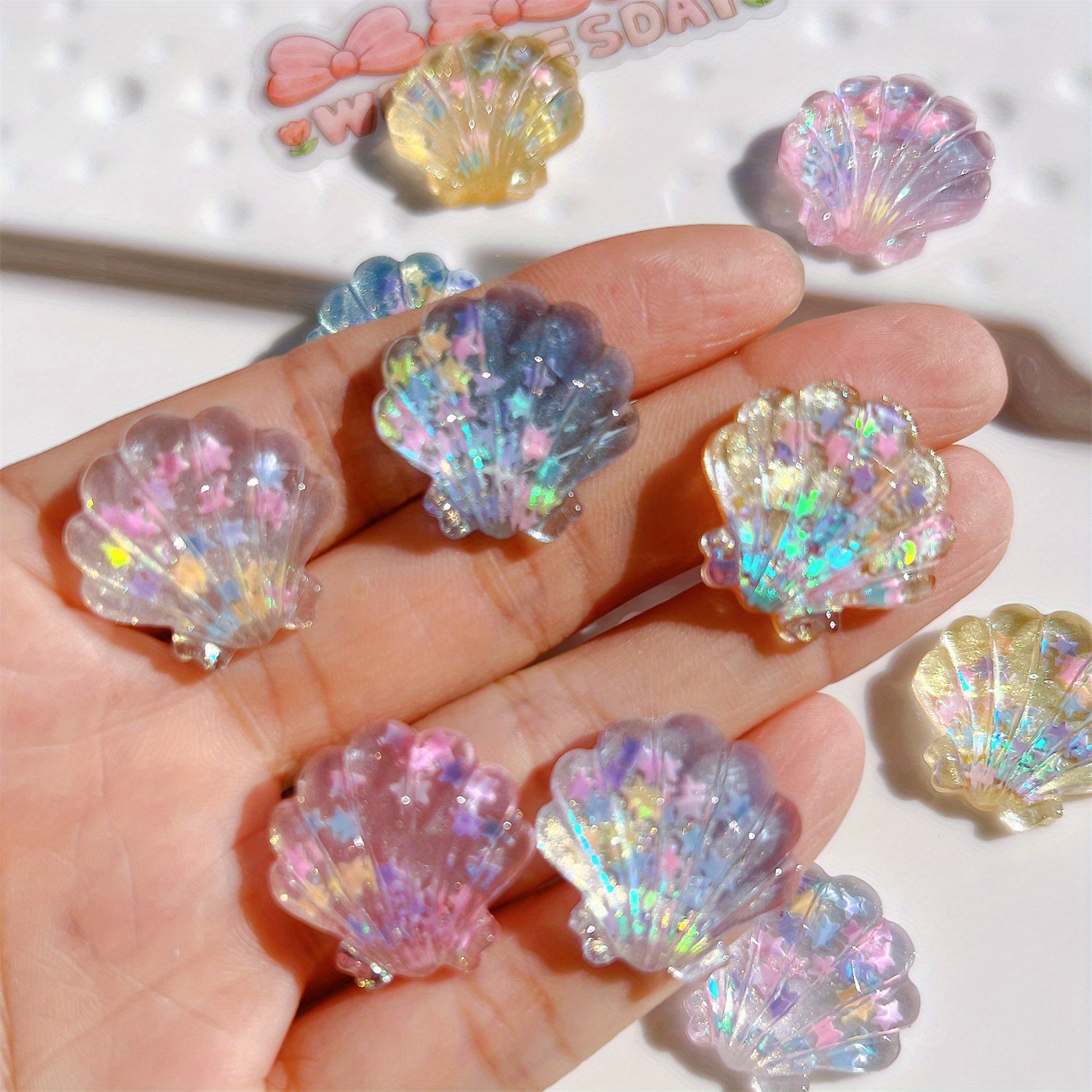 patch glitter shell resin accessories cream diy hair - Temu Australia