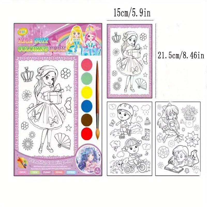 4pcs Self Contained Pigment Watercolor Graffiti Coloring Plate 8 46in 5 ...