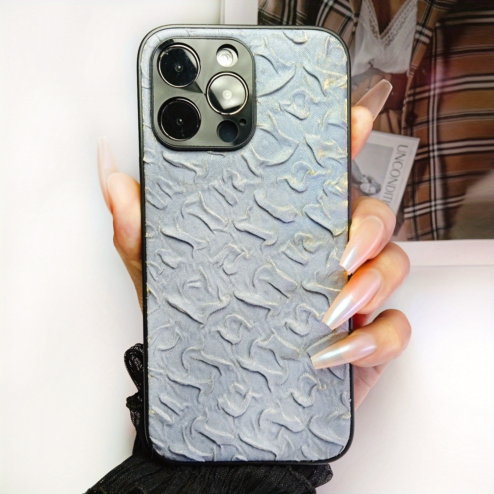 1pc Plain Reflective Gradient Wavy Color Phone Case For Iphone 11 ...