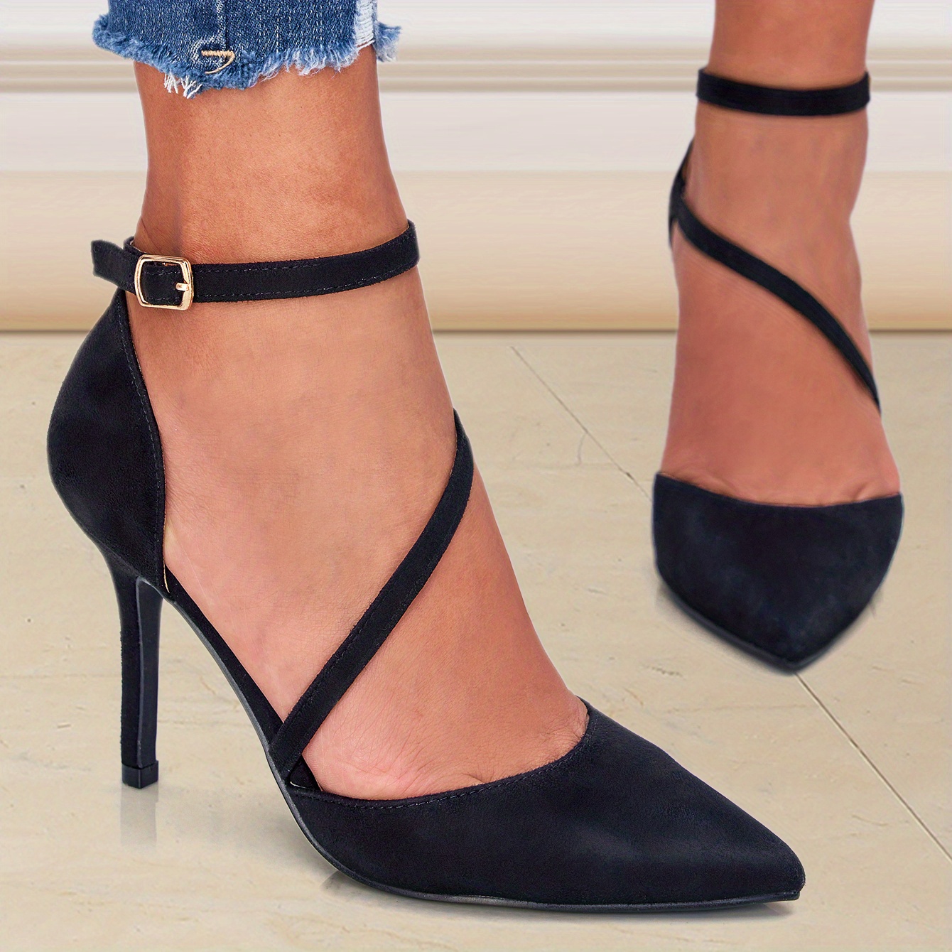 Sandalias Tacón Aguja Transpirables Mujer Zapatos Tacón - Temu Spain