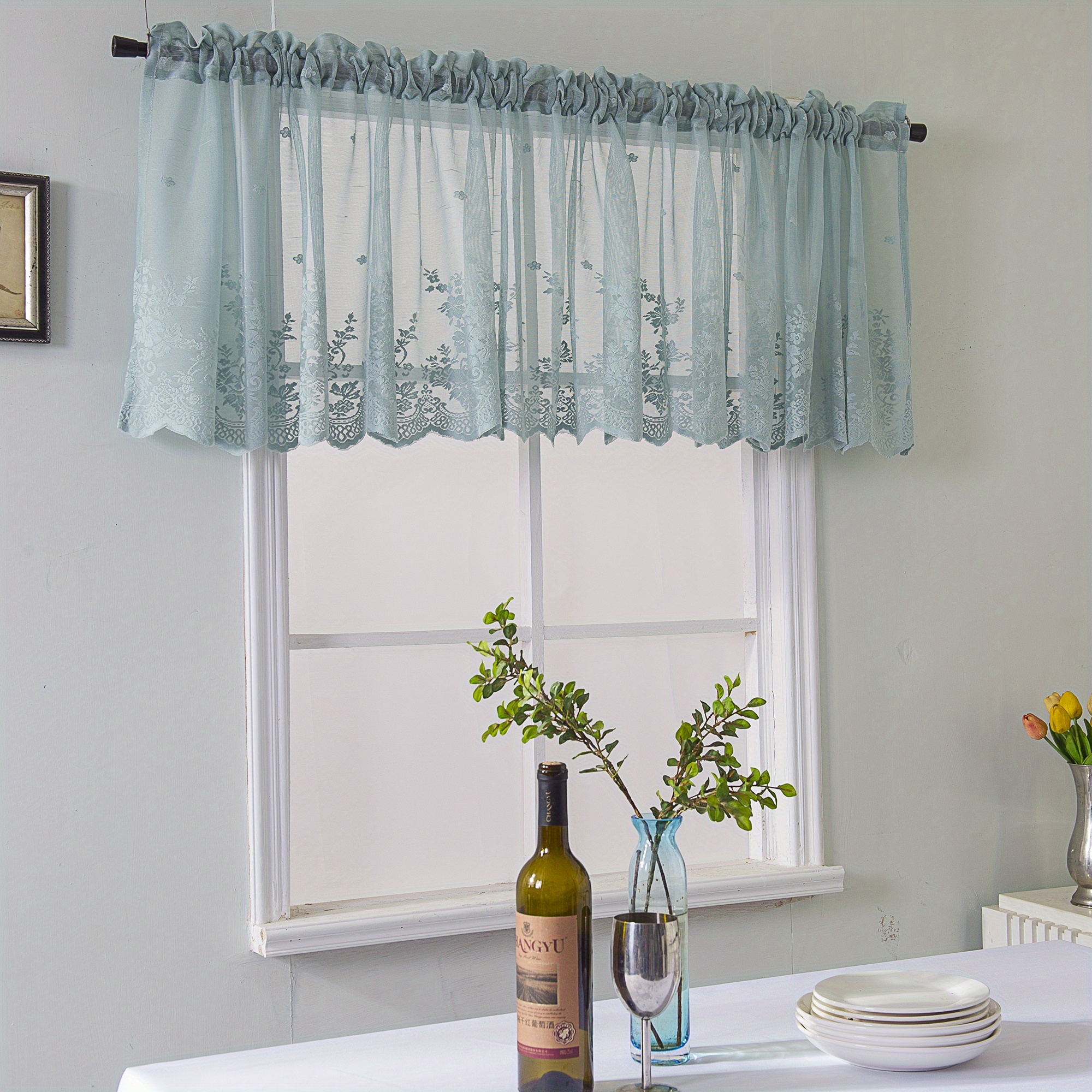 Elegant Pastoral Floral Pattern Curtain Kitchen Bedroom - Temu
