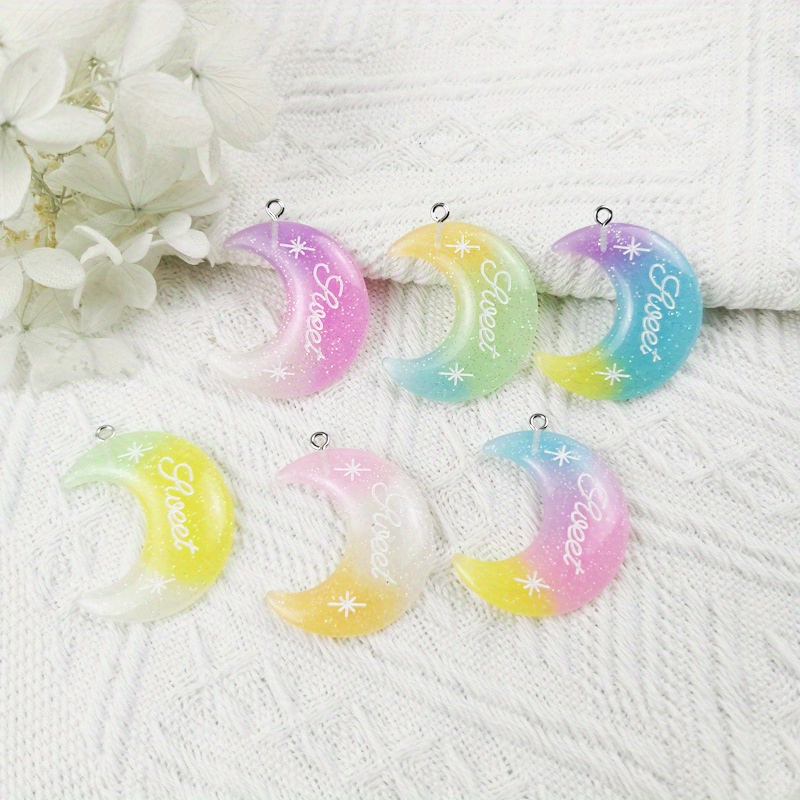 Mixed Color Resin Pendant Sets Gradient Color Resin Moon - Temu United ...