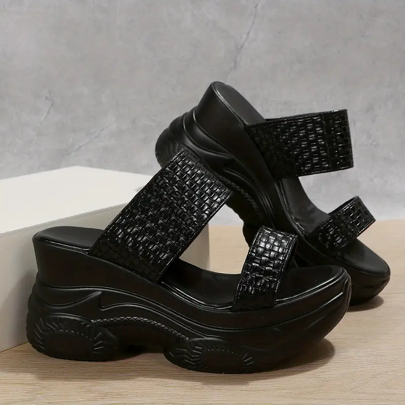 Womens Platform Wedge Sandals Stylish Double Band Open Toe Temu