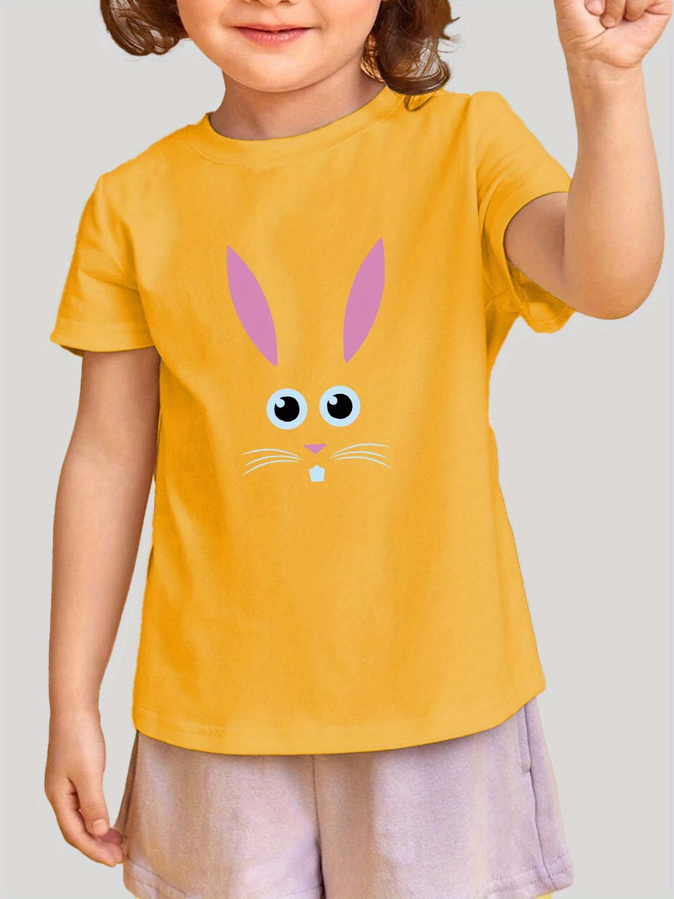 Toddler Girls Cute Rabbit Graphic T Shirt Casual Round Neck - Temu New ...
