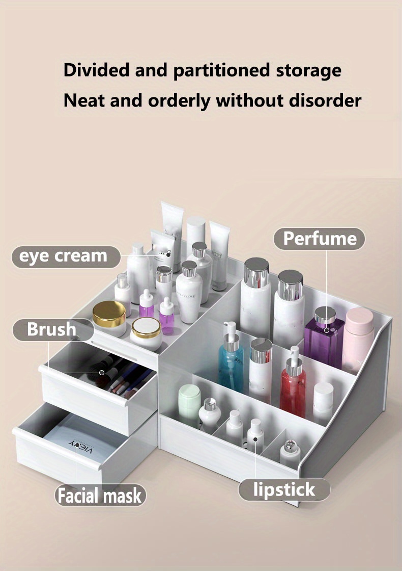 1pc 데스크탑 서랍 유형 스토리지 박스 플라스틱 파티션 스토리지 박스 홈 오피스 문구 스토리지 주최자 화장품 스토리지 및