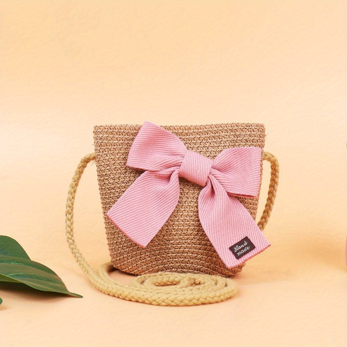 Children Straw Woven Handbags Small Purse Kids Mini Shoulder Bags ...