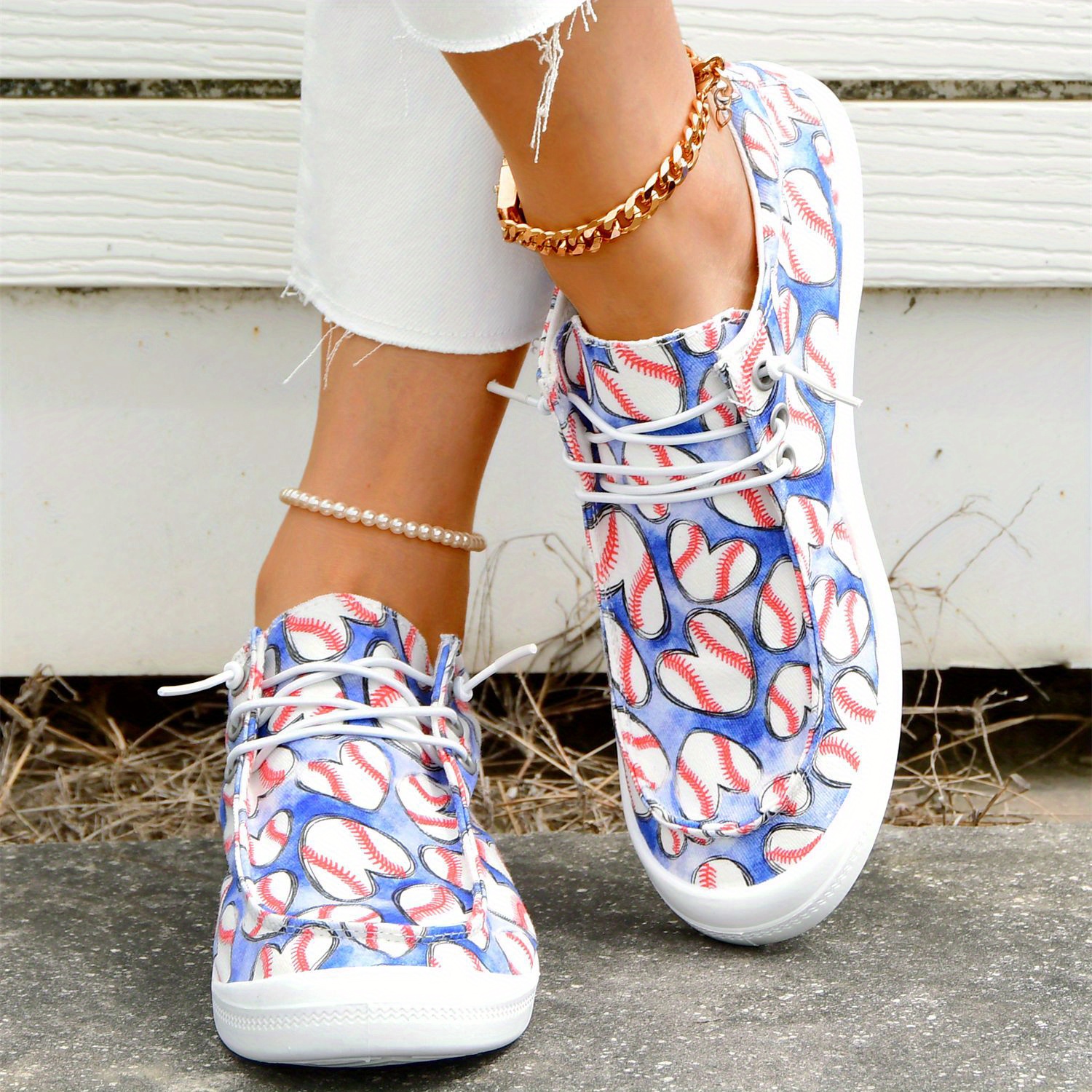 Bedruckte Loafer Baseball Damen Lässige Low top slip on - Temu Germany