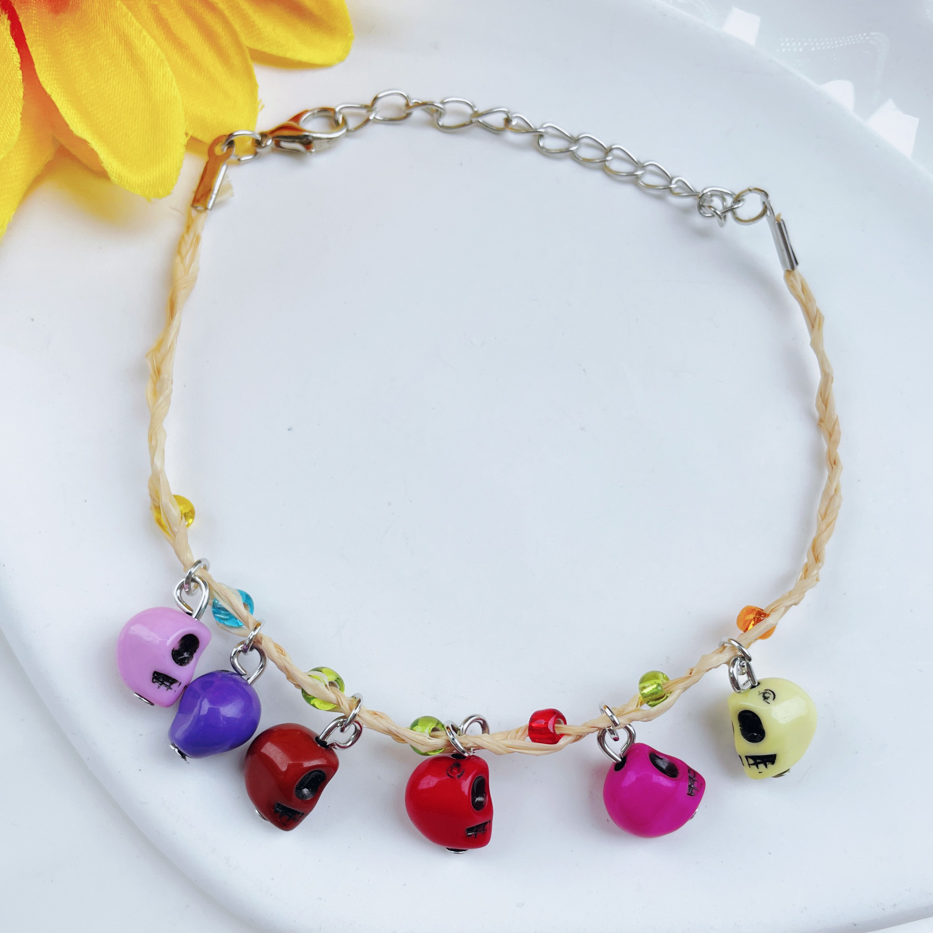 Vintage Skull Ankle Bracelets Braided Rope Bracelets Anklets - Temu ...