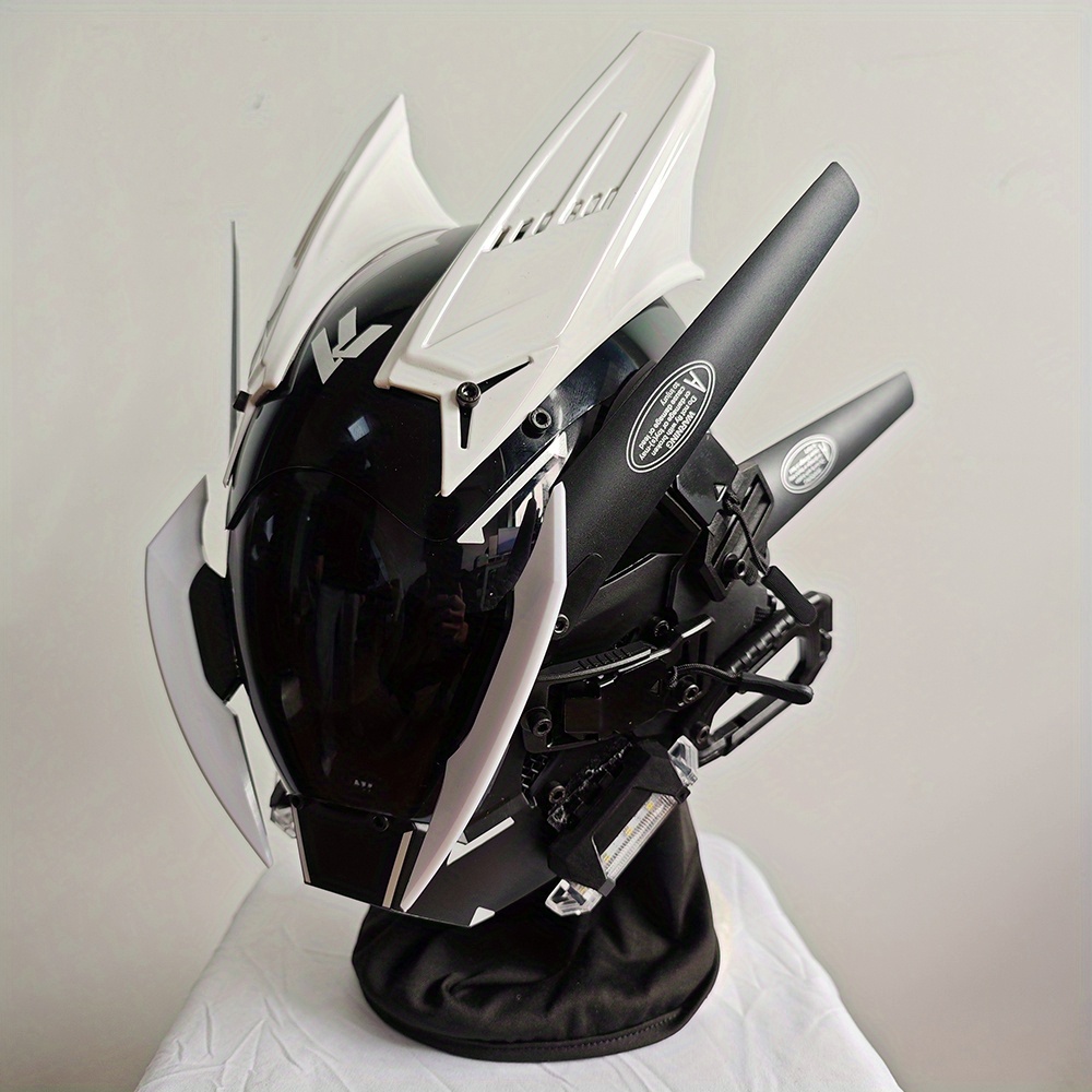 New Casual Cool Cyberpunk Mask White Round Led Light Armoured Cosplay ...