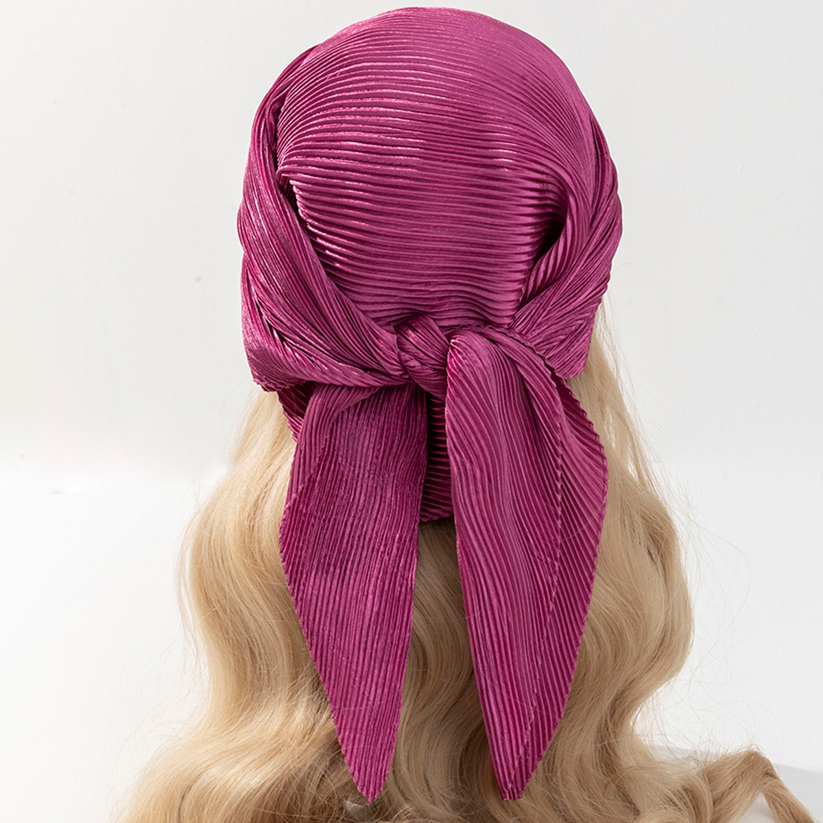 Simple Silky Square Scarf Stylish Pleated Solid Color Neck - Temu New ...