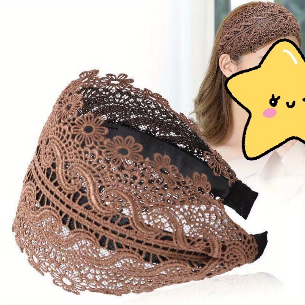 Womens Wide Brimmed Headband Nylon Decorative Hair Hoop Elegant Chic ...