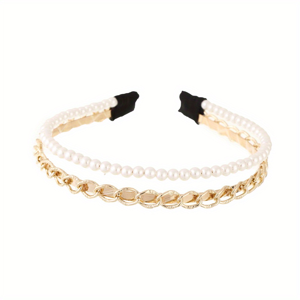 Pearl Headbands White Pearls Golden Hairbands Bridal - Temu Australia