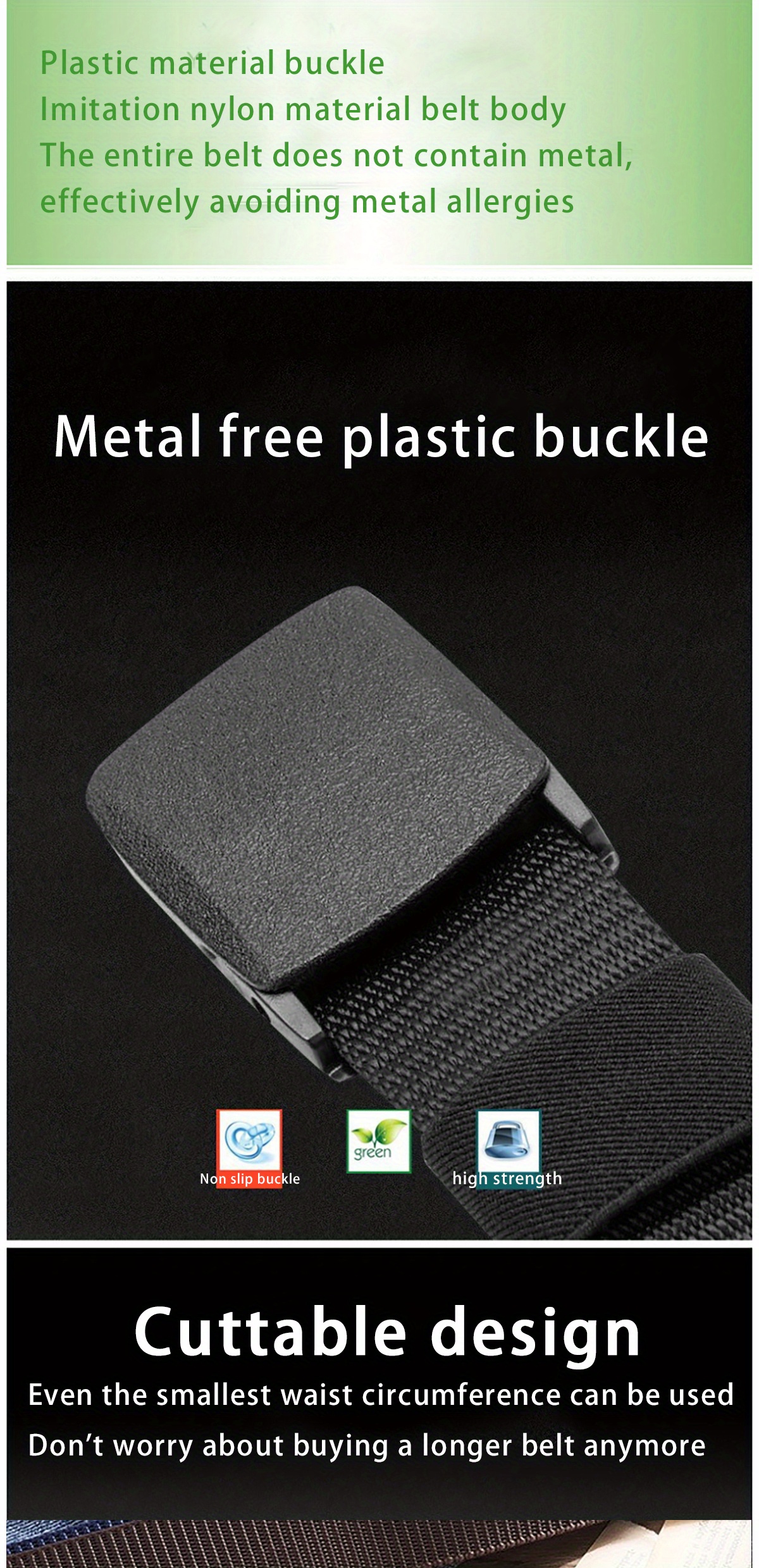 1pc Mens Canvas Belt Plastic Metal Free Waist Belt Outdoor Hiking ...