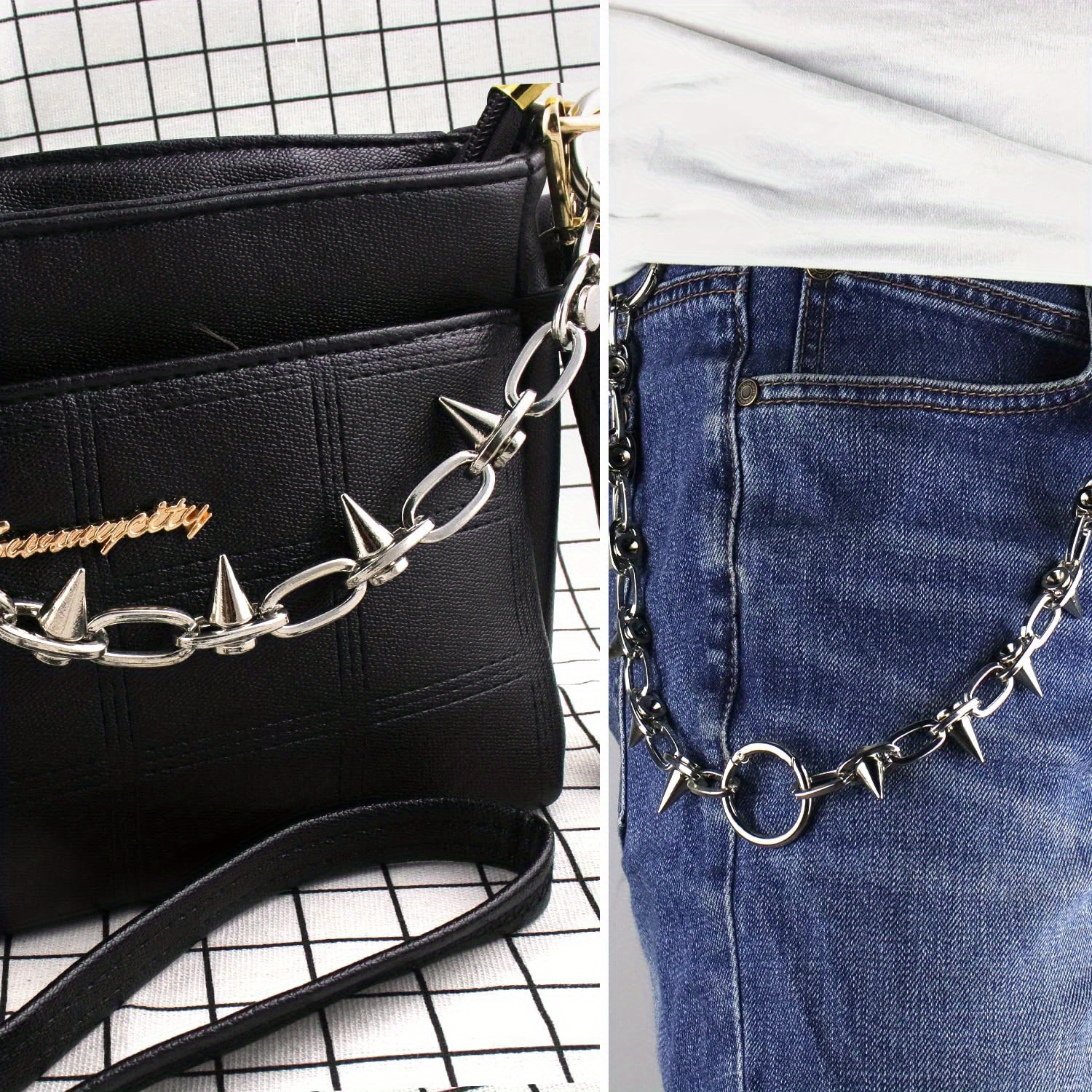 Alloy Shoe Charms Chains Cool Punk Metal Style Chain Diy - Temu