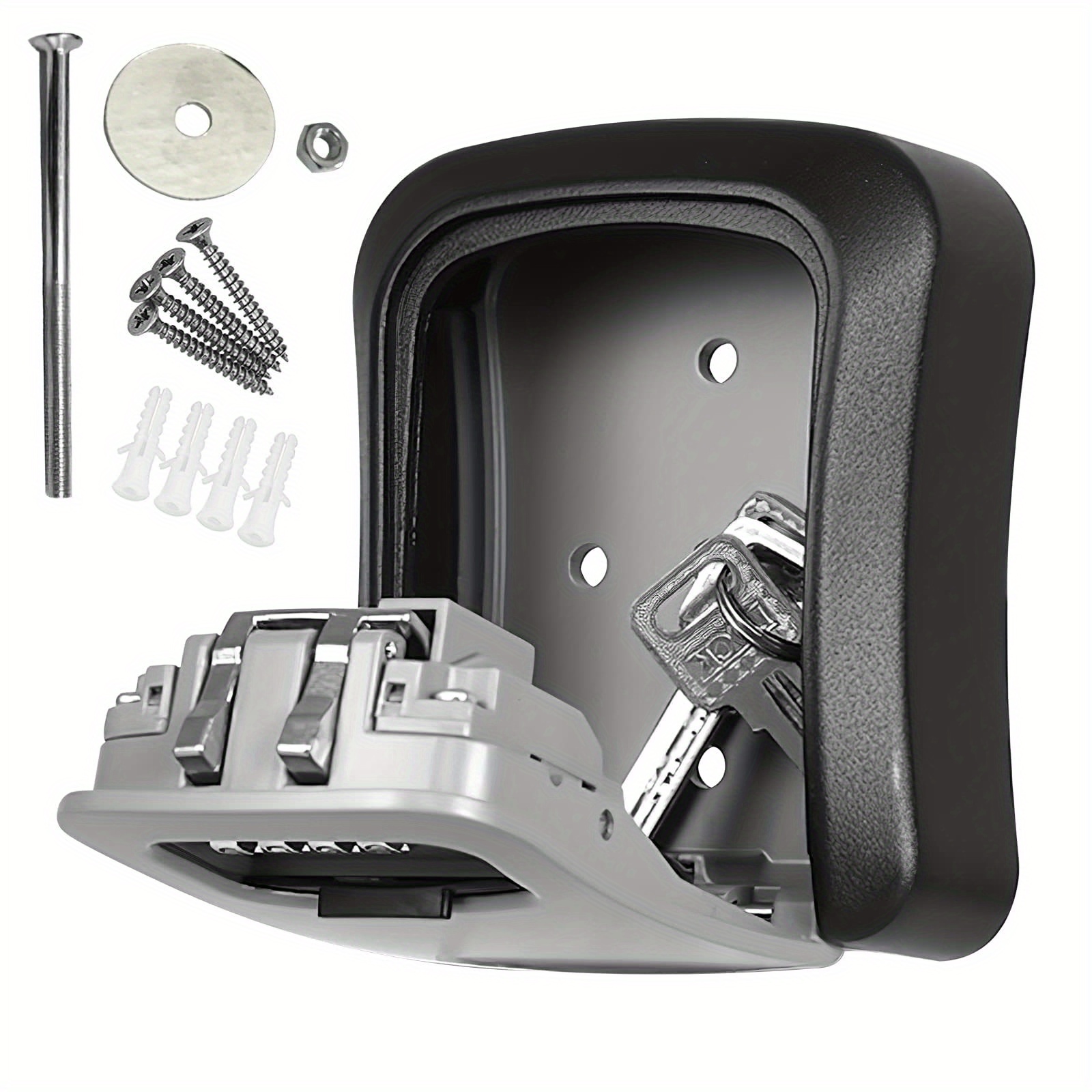 1pc Key Lock Box Wall Mounted 4 Digit Combination Lockbox For Outside ...