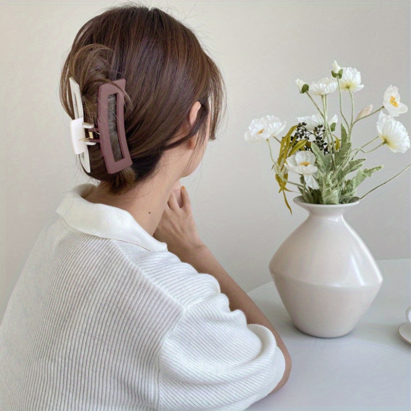 1pc double sided frosted grip square hairpin simple elegant large hair ...