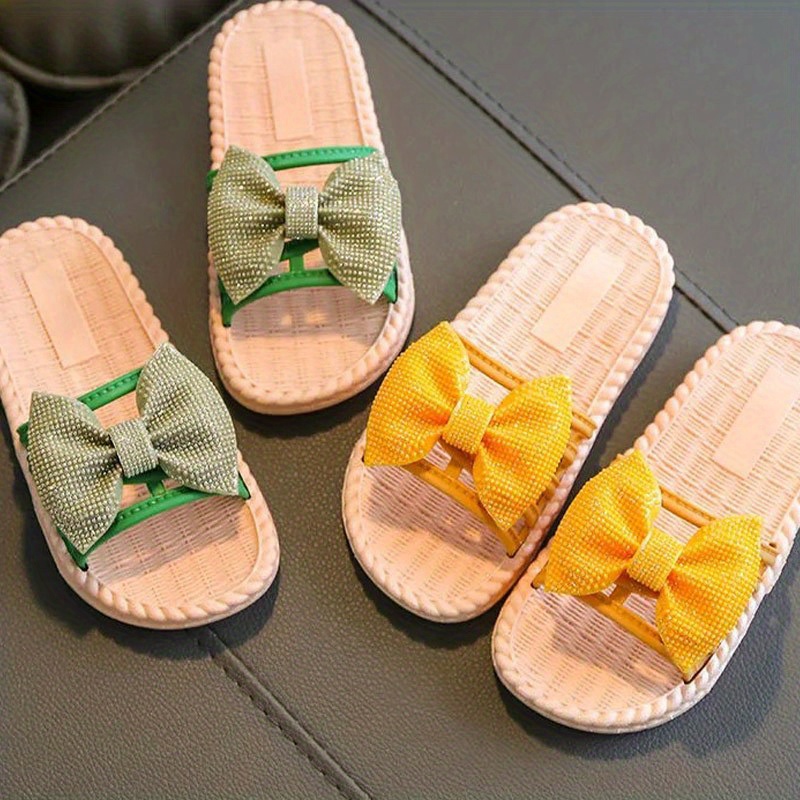 Girls Trendy Bow Tie Slip Slides Assorted Colors Kids Casual - Temu United Kingdom