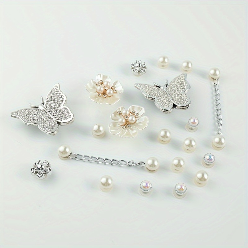 Shoe Charms Accessories Faux Diamond Butterfly Flower Faux - Temu ...