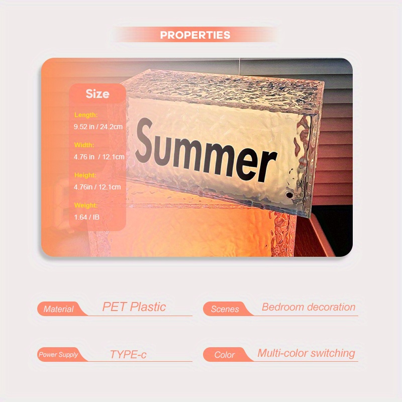 Ice Cube Night Light W/ Multi color Switching Fun Cute Desk - Temu ...