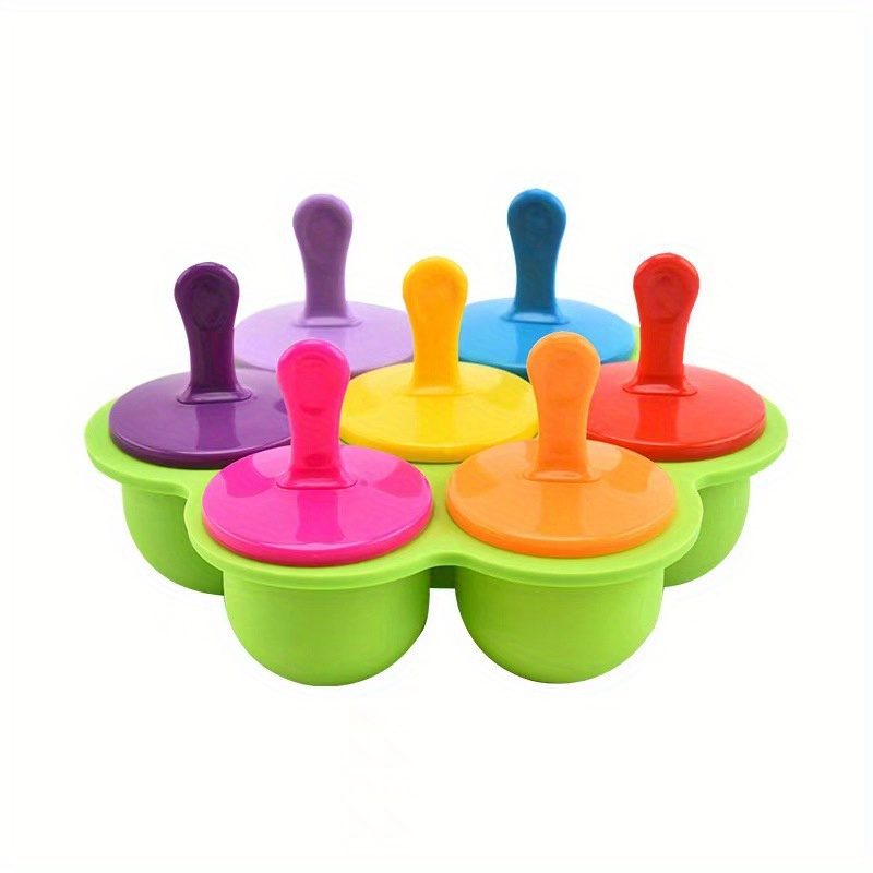 1pc 7 Hole Diy Ice Cream Stick Silicone Mold Baby Fruit Smoothie Kids ...