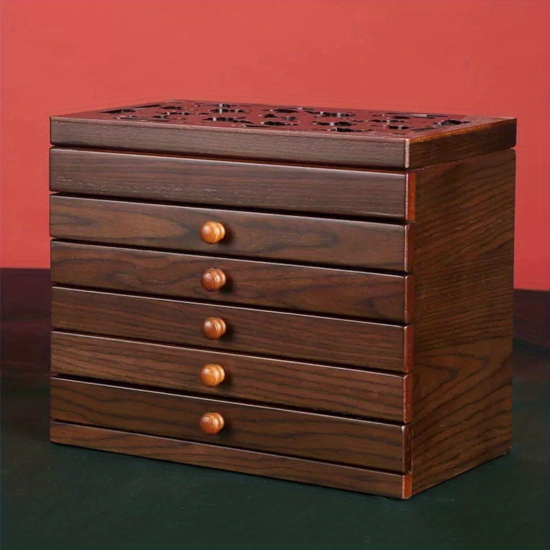 6 Layers Ladies Wooden Jewelry Box Solid Wood Jewelry - Temu