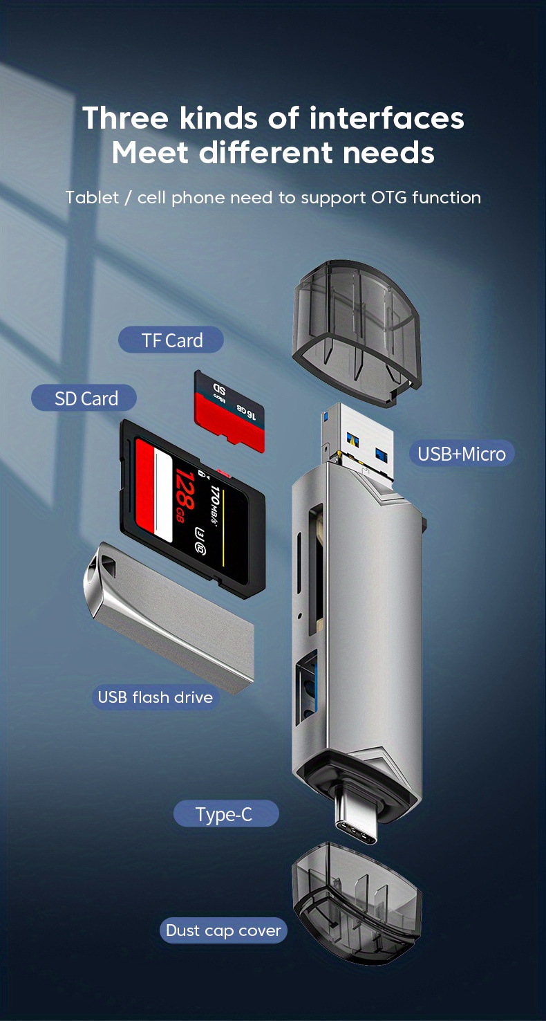 1 Otg Sd Tf Card Reader High speed Transmission Adapter Usb - Temu