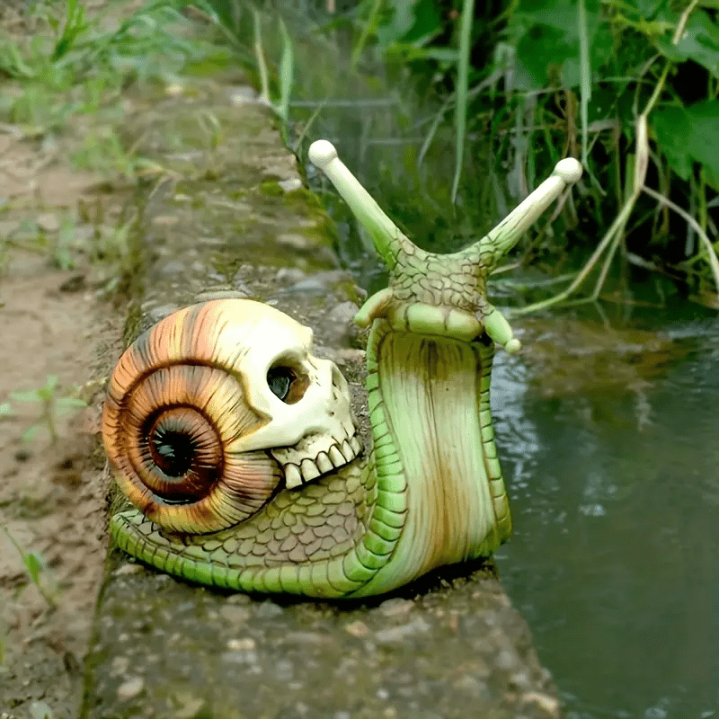 Skeleton Snail Skull Sculpture Garden Home Decoration Resin - Temu