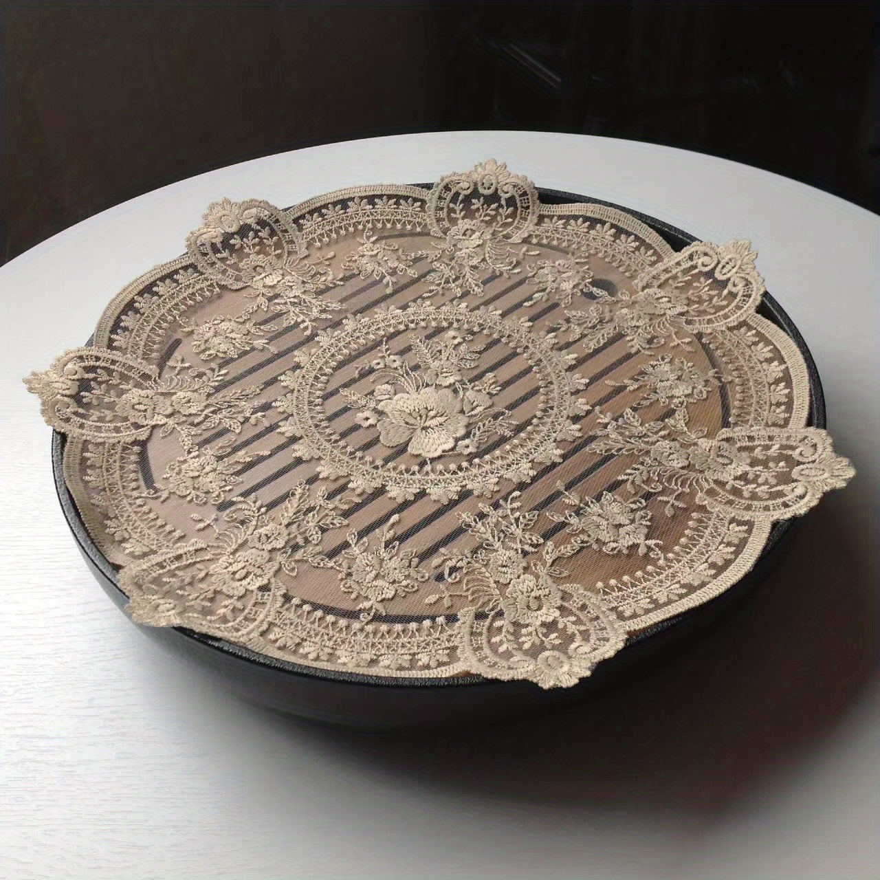 White Lace Embroidered Doily Vintage Crochet Floral Hollow - Temu ...