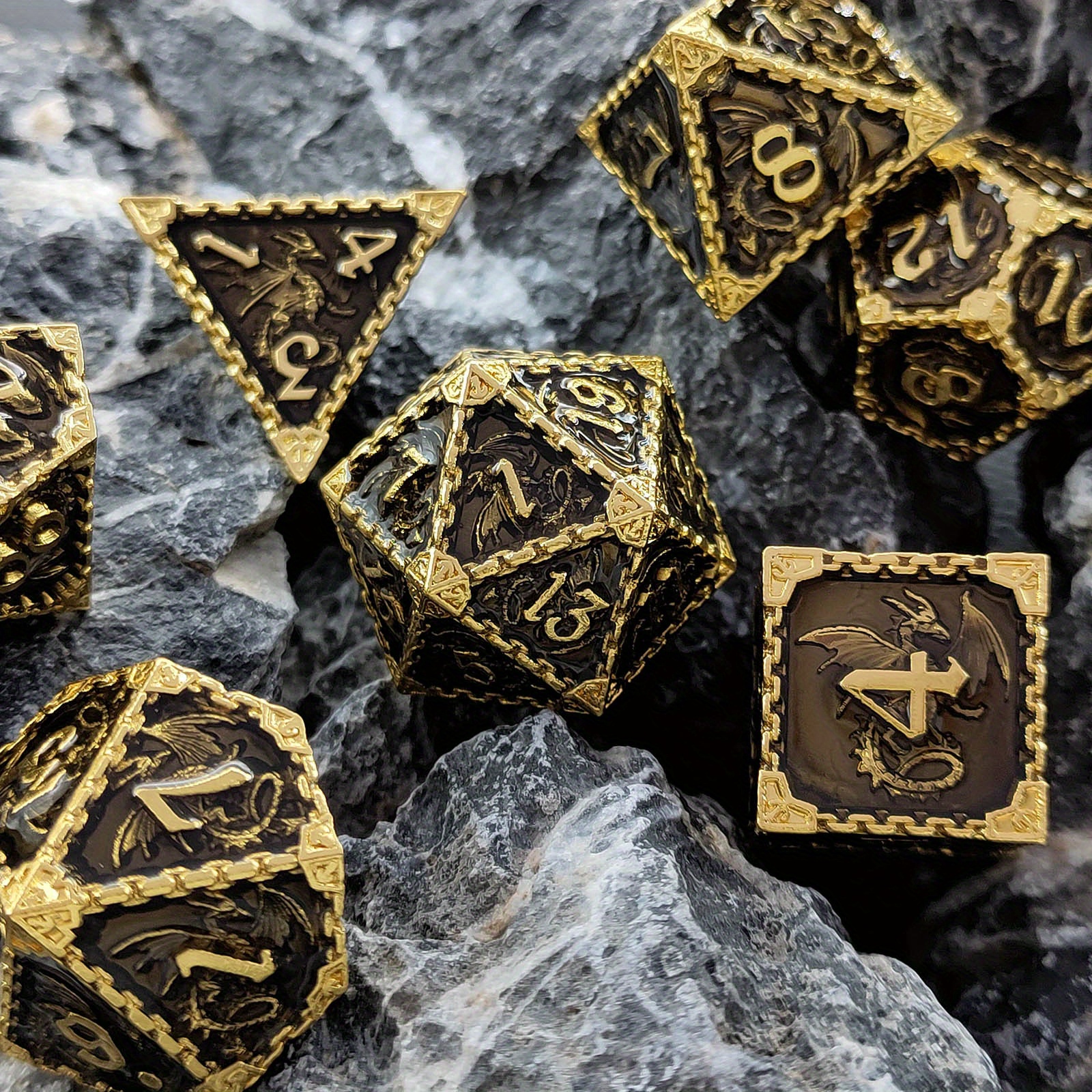 Metal Dice Set Large Metal Polyhedral Dice Set Mtg Rpg Role - Temu